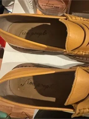 Free People | Shoes | Free People Mustard Tan Leather Penny Loafers ...